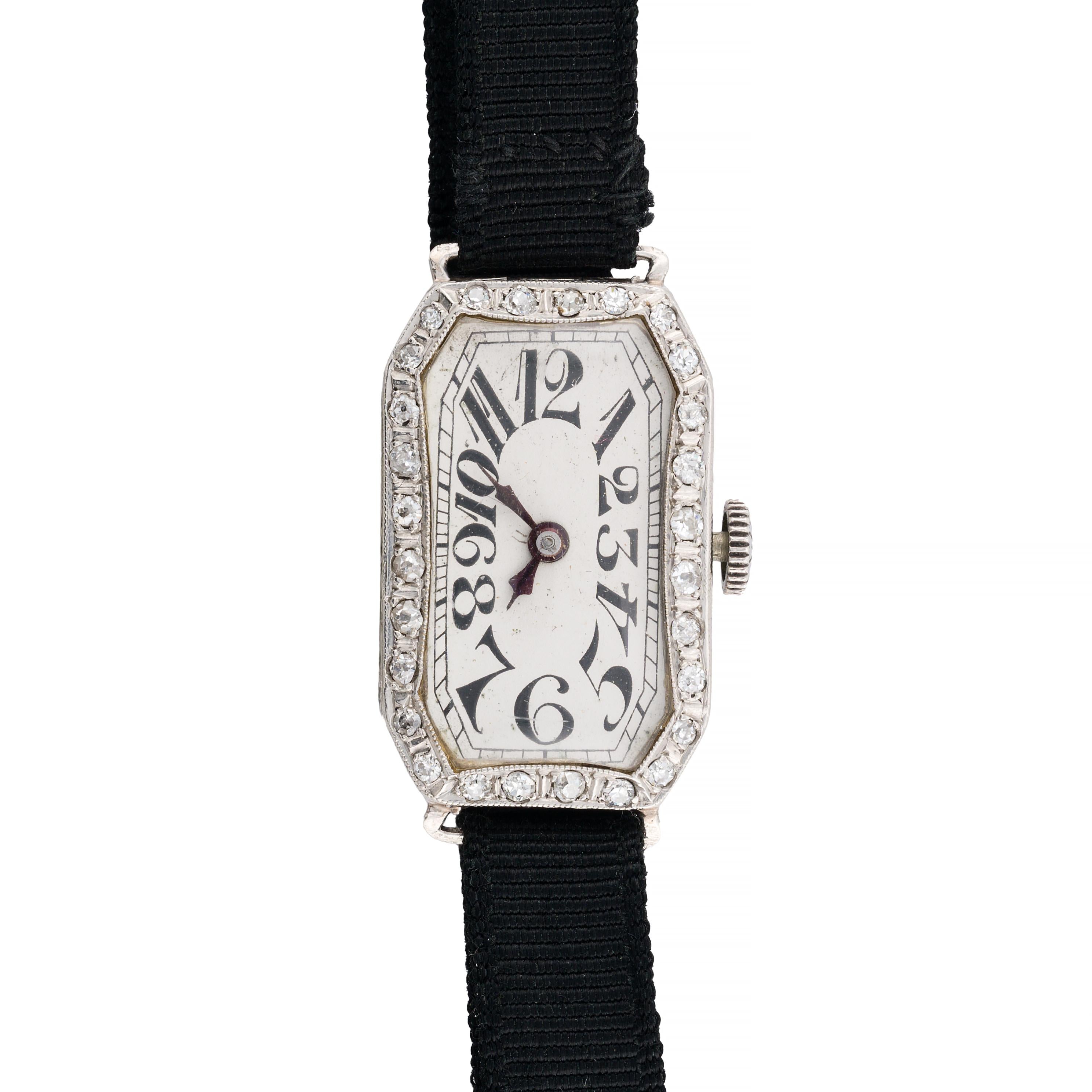 Art Deco Ladies Exploding Number Platinum & Diamond Wrist Watch – Aston ...